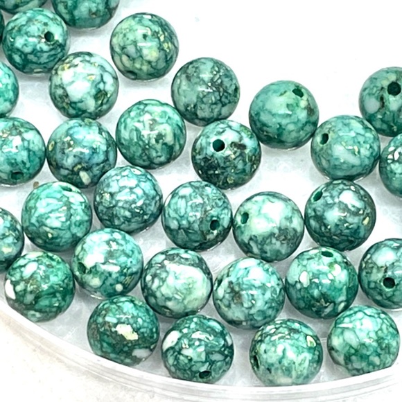 Jewelry | 7 8mm Green Spotted Stone Beads | Poshmark